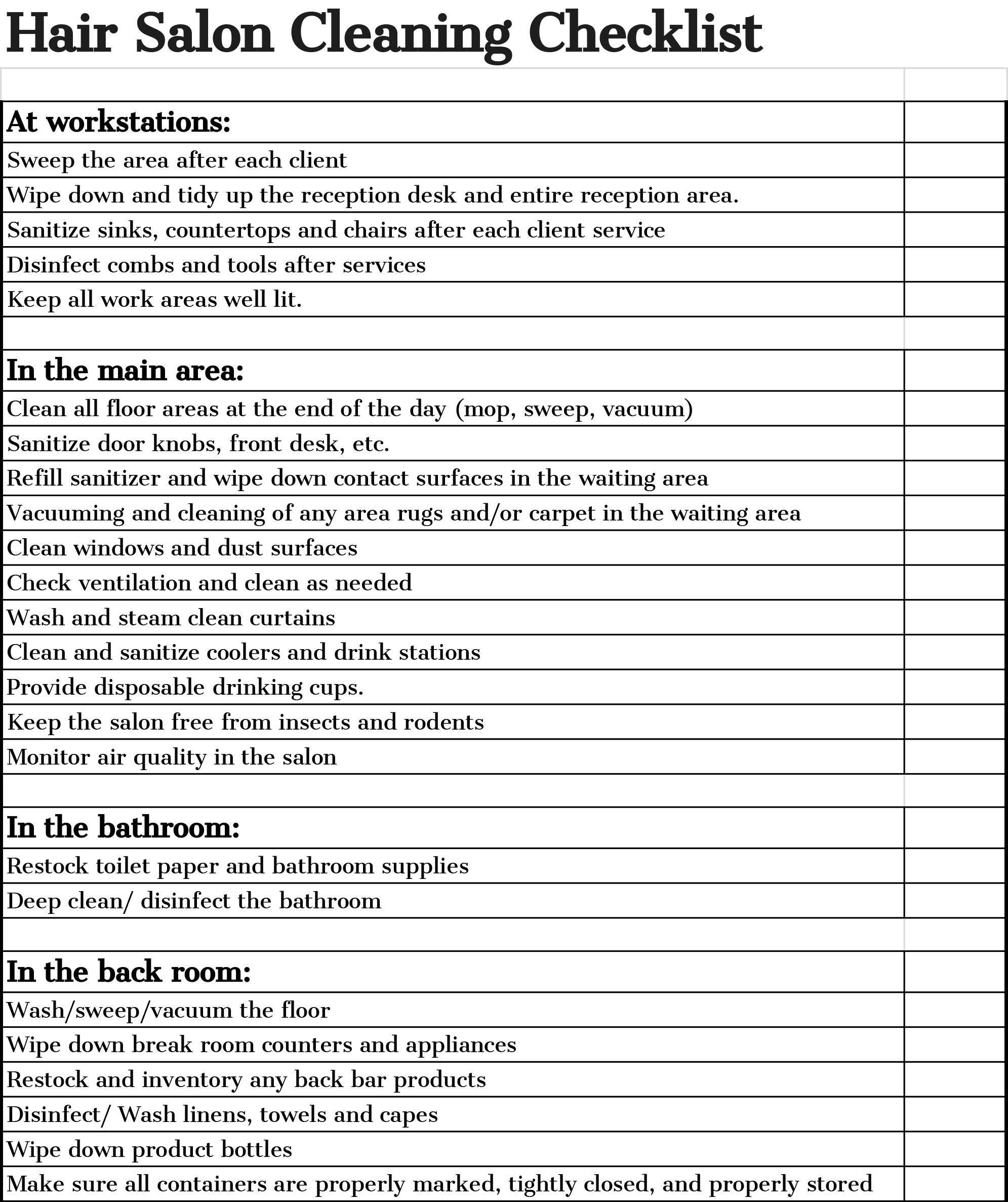 Complete Salon Cleaning Checklist For 2023 Zolmi