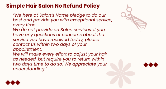 Salon Refund Policy Zolmi